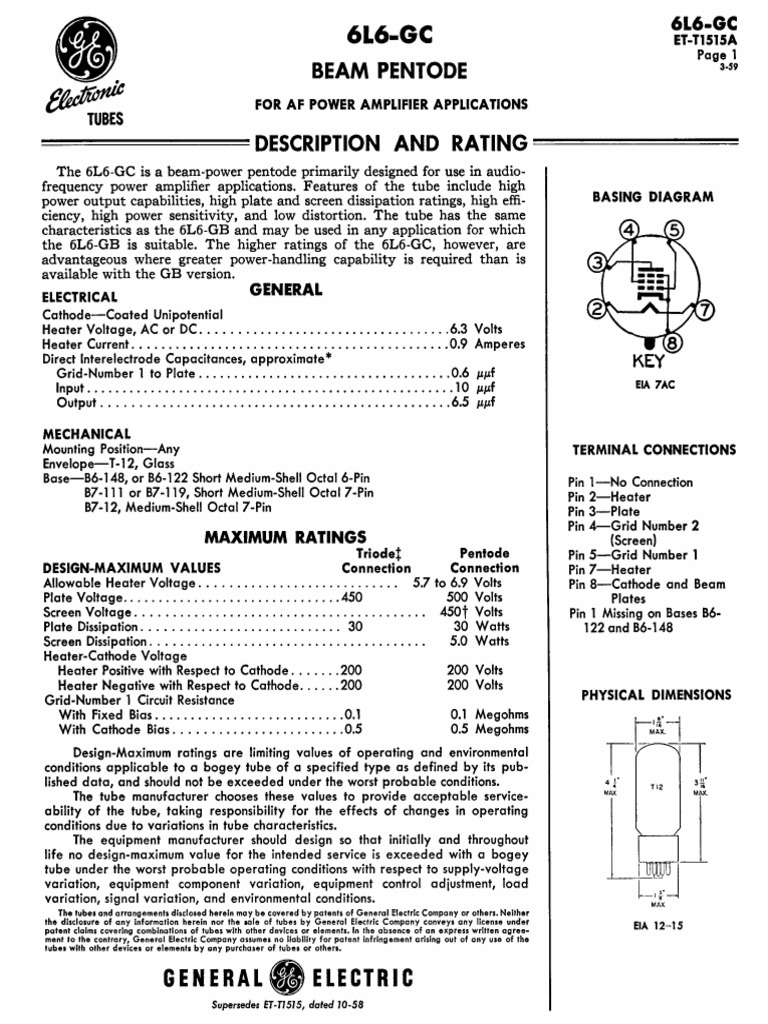 6L6 Datasheet | PDF