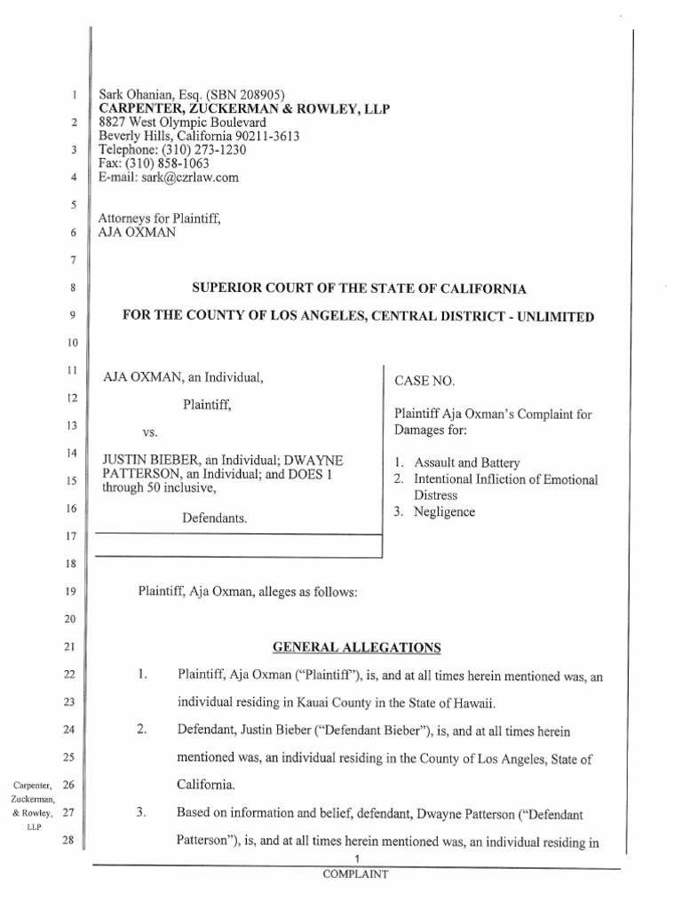 Complaint | PDF | Intentional Infliction Of Emotional Distress | Damages