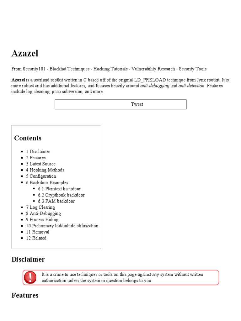 Azazel | PDF | Secure Shell | Port (Computer Networking)