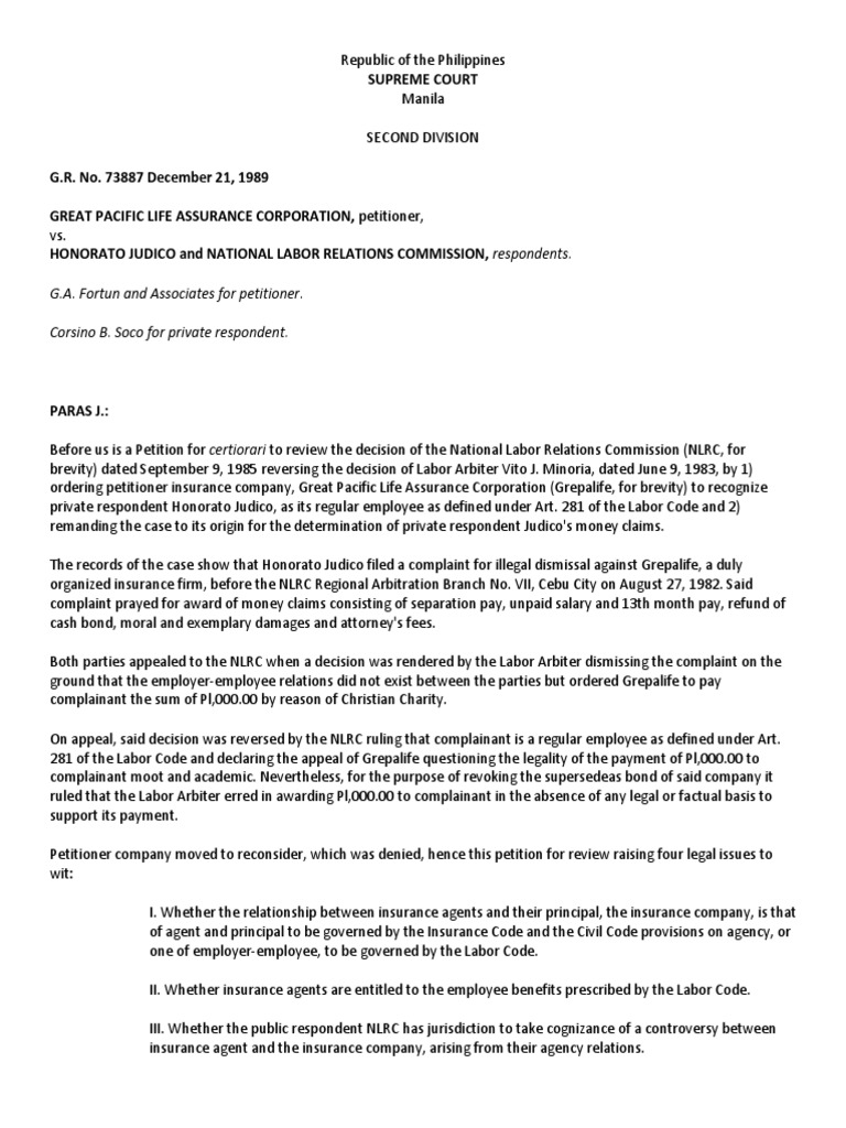 Labor Cases 1 (Employer-Employee Relationship) | PDF | Law Of Agency ...