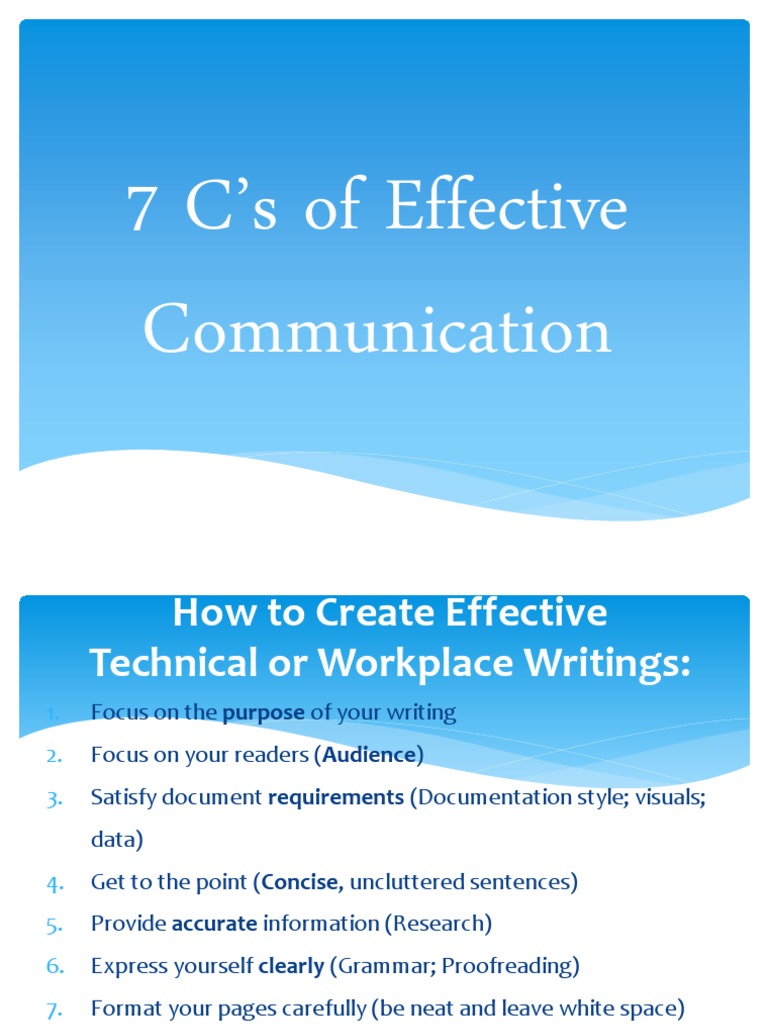 7 C's of Effective Communication | Question | Communication
