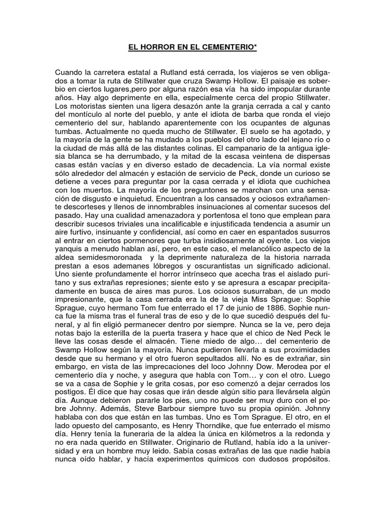 H. P. Lovecraft y Hazel Heald - El Horror en El Cementerio | PDF ...