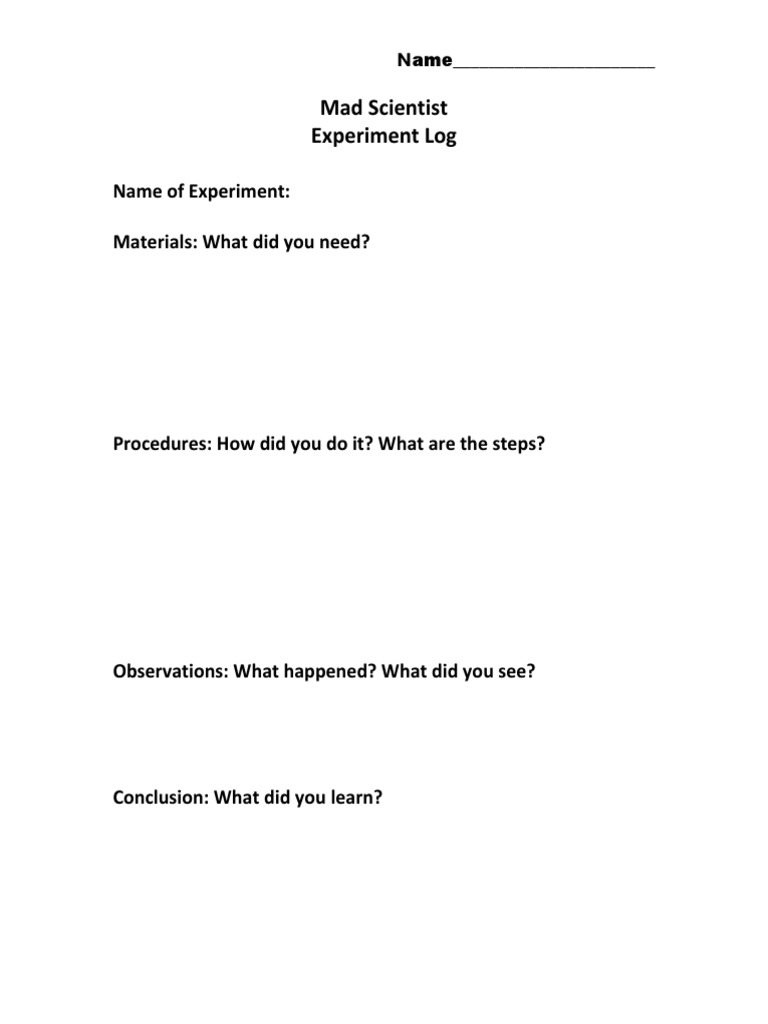 Mad Scientist Experiment Log Template | PDF