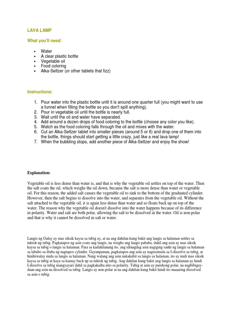 Lava Lamp | PDF | Liquids | Water