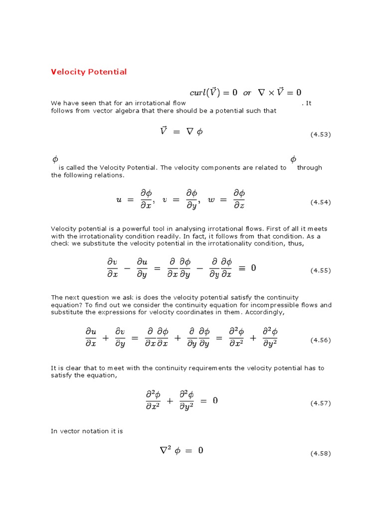 Velocity Potential | Equations | Theoretical Physics