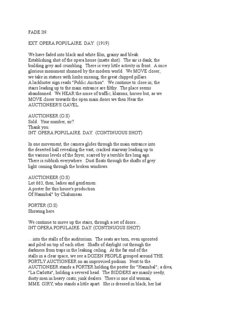 Phantom of the Opera Script | Leisure