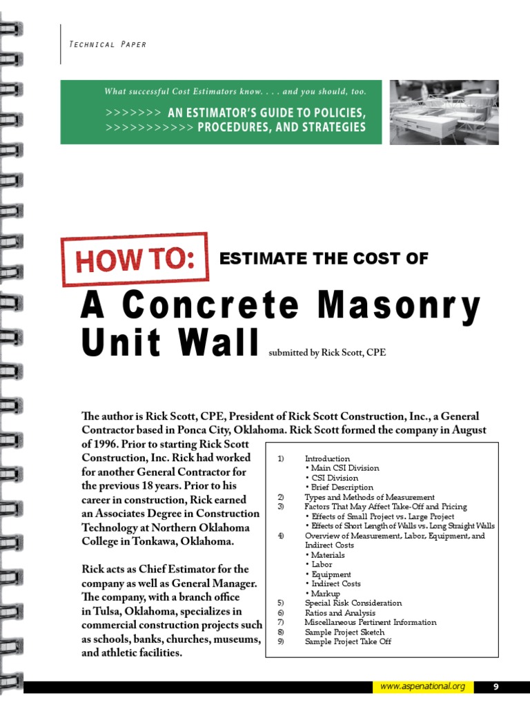 How To Estimate The Cost of Masonry Wall | PDF | Masonry | Mortar (Masonry)