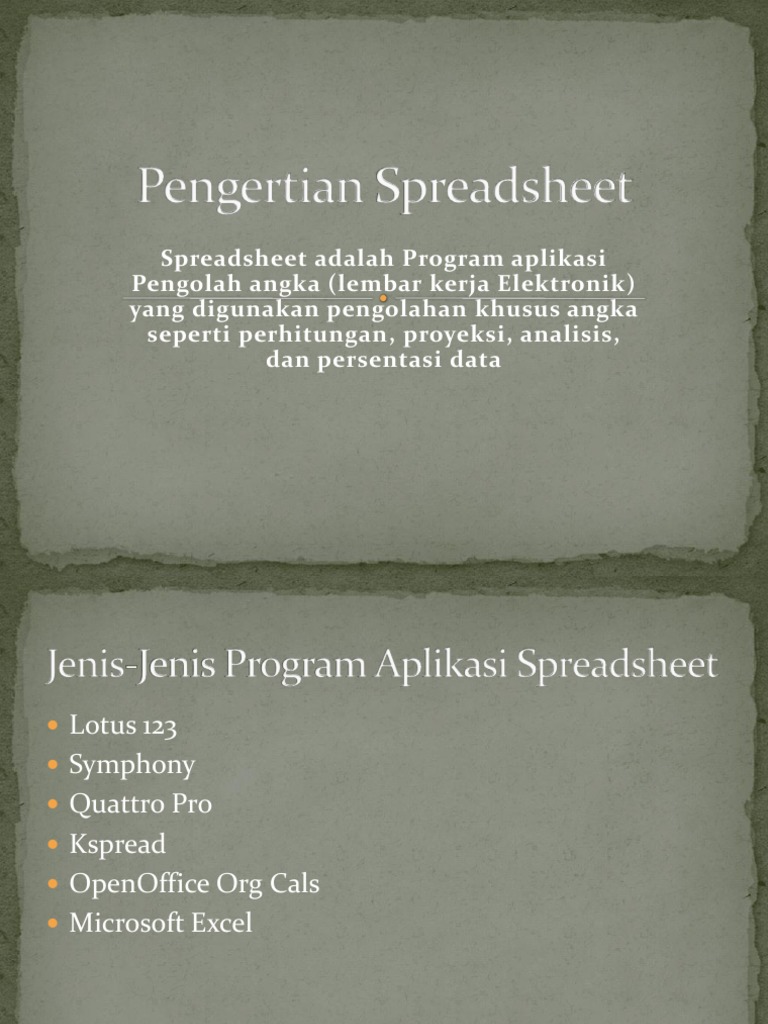 Presentasi Pengertian Spreadsheet | PDF