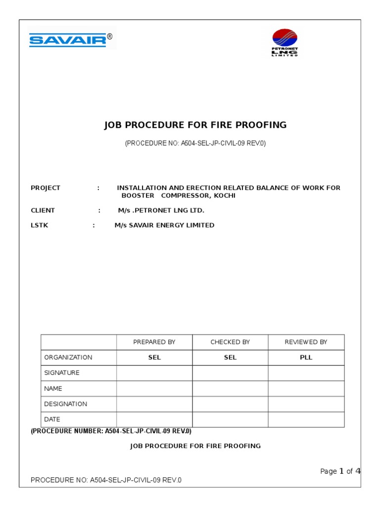 Fireproofing Procedure Guide | PDF