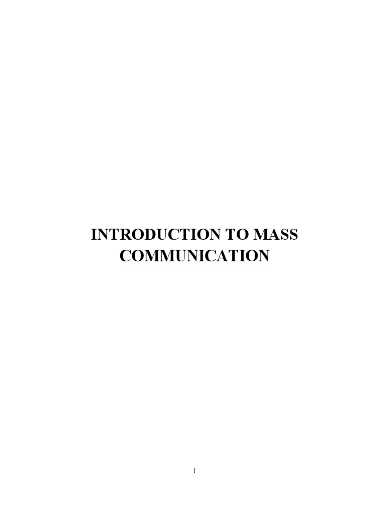 Introduction To Mass Communication | PDF | Mass Media | Newspapers