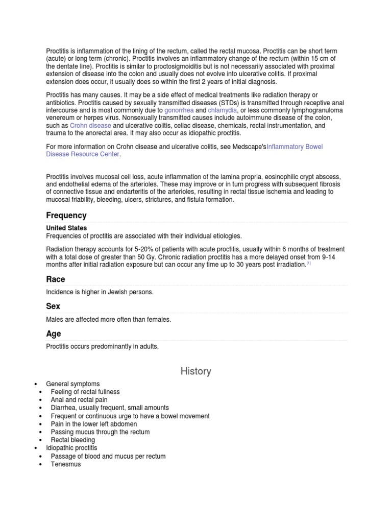 Proctitis Is Inflammation of The Lining of The Rectum | PDF ...