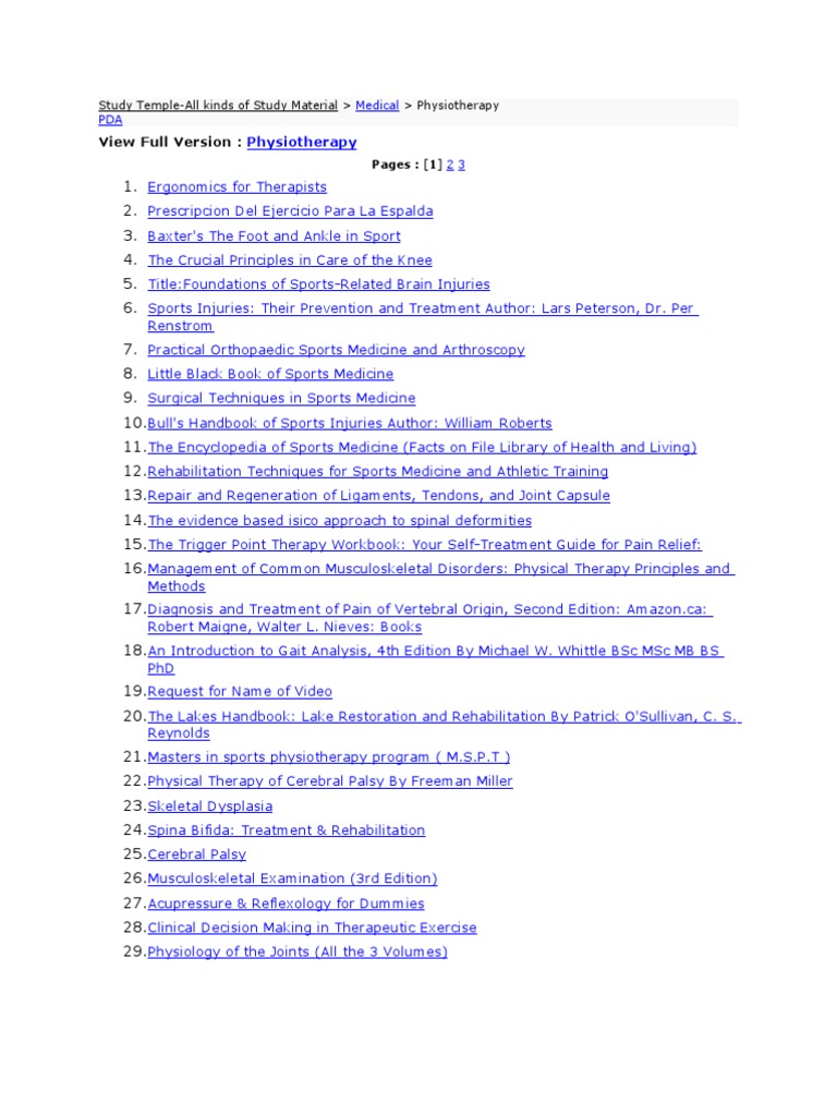 Study Temple 1 | PDF | Physical Therapy | Neurology