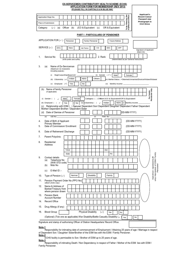 Revised Application ECHS | PDF | Lieutenant | Commander