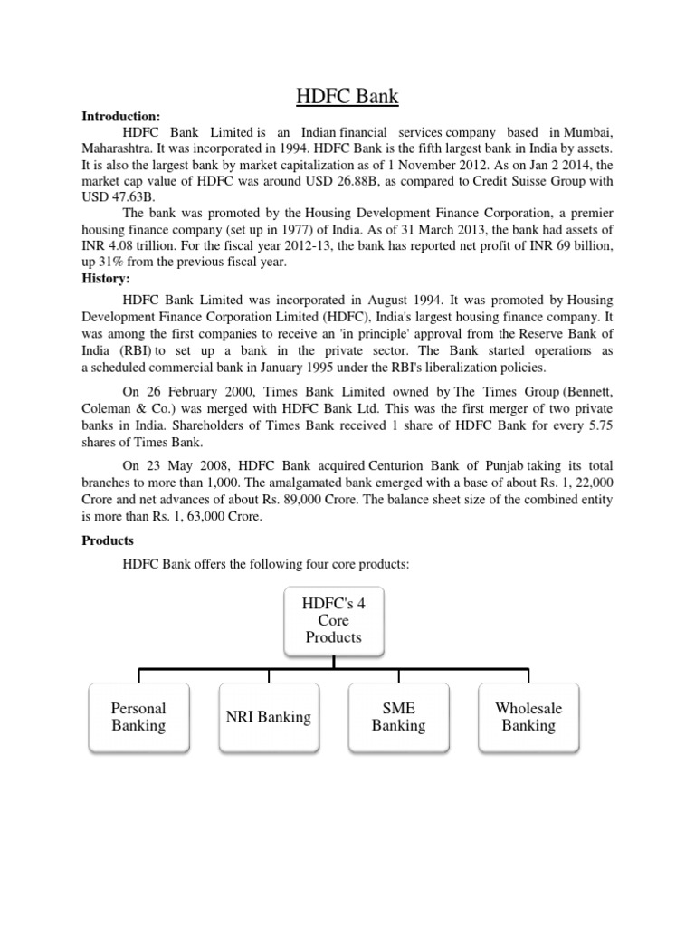 An Overview of HDFC Bank: Products, Services, Operations, Subsidiaries ...