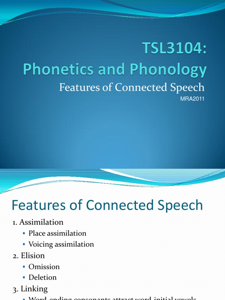 TSL3104 Aspects of Connected Speech | PDF | Phonology | Languages