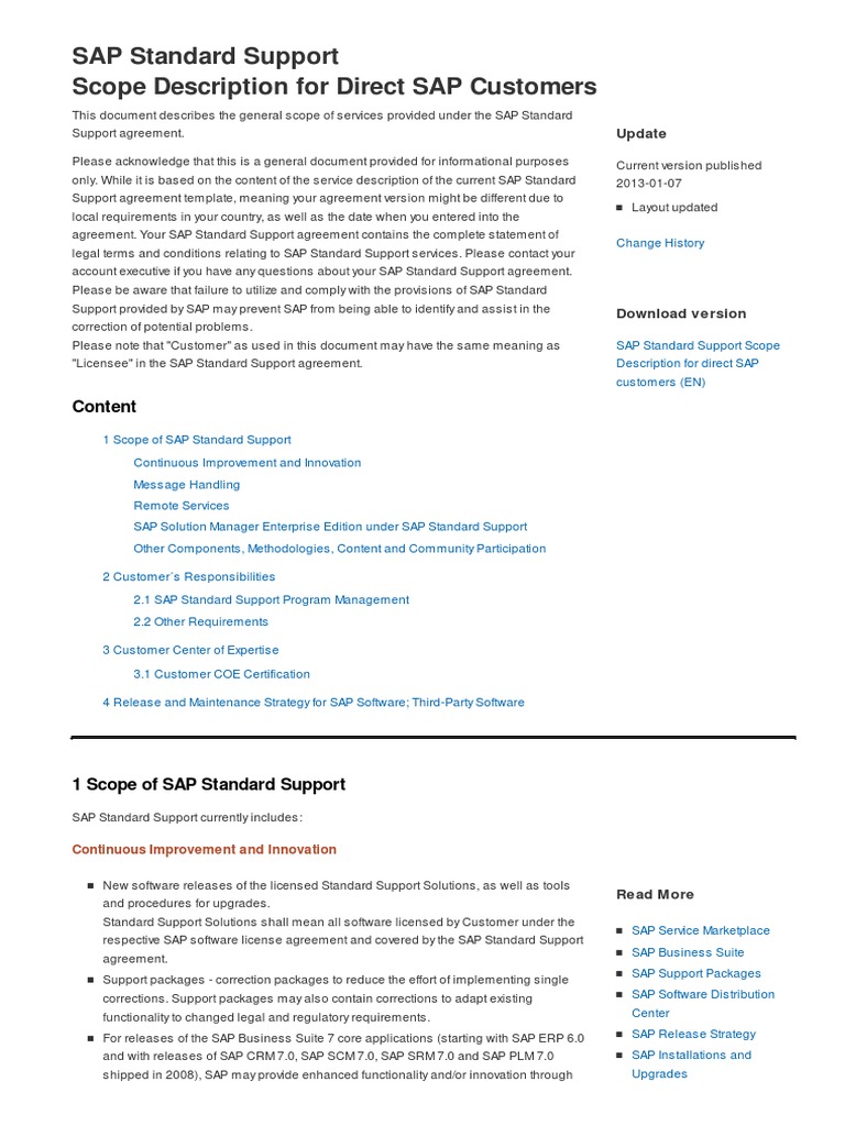 Standard Support Scope Description | PDF | Technology & Engineering