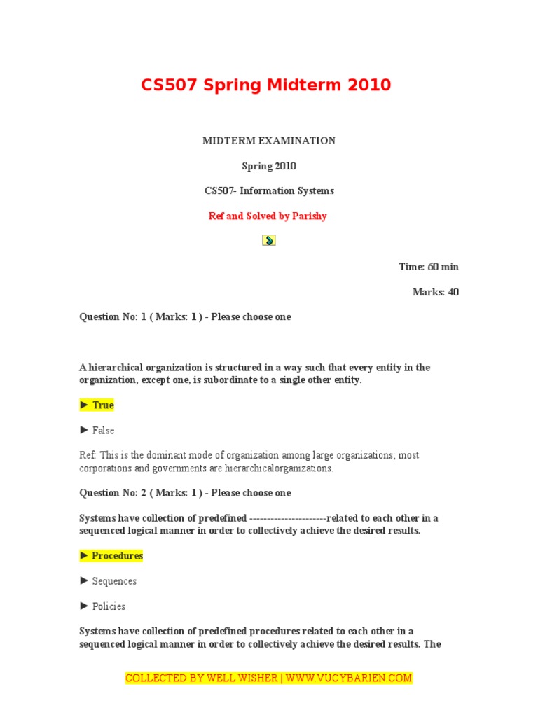 Cs507 Midterm Paper Solved With Refernce | PDF | Product Development | Systems Engineering