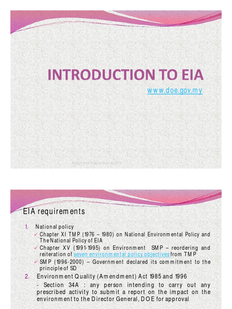 Lecture 1-Intro To EIA | PDF | Environmental Impact Assessment ...
