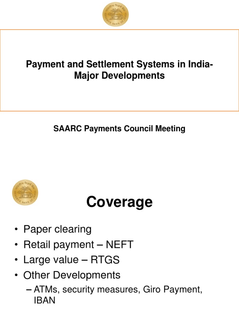 Payment And Settlement Systems In India Major Developments Saarc