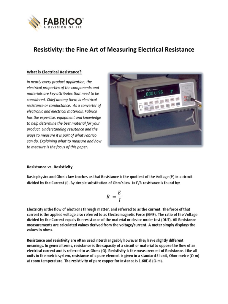 FAB Resistivity White Paper | PDF | Electrical Resistance And ...