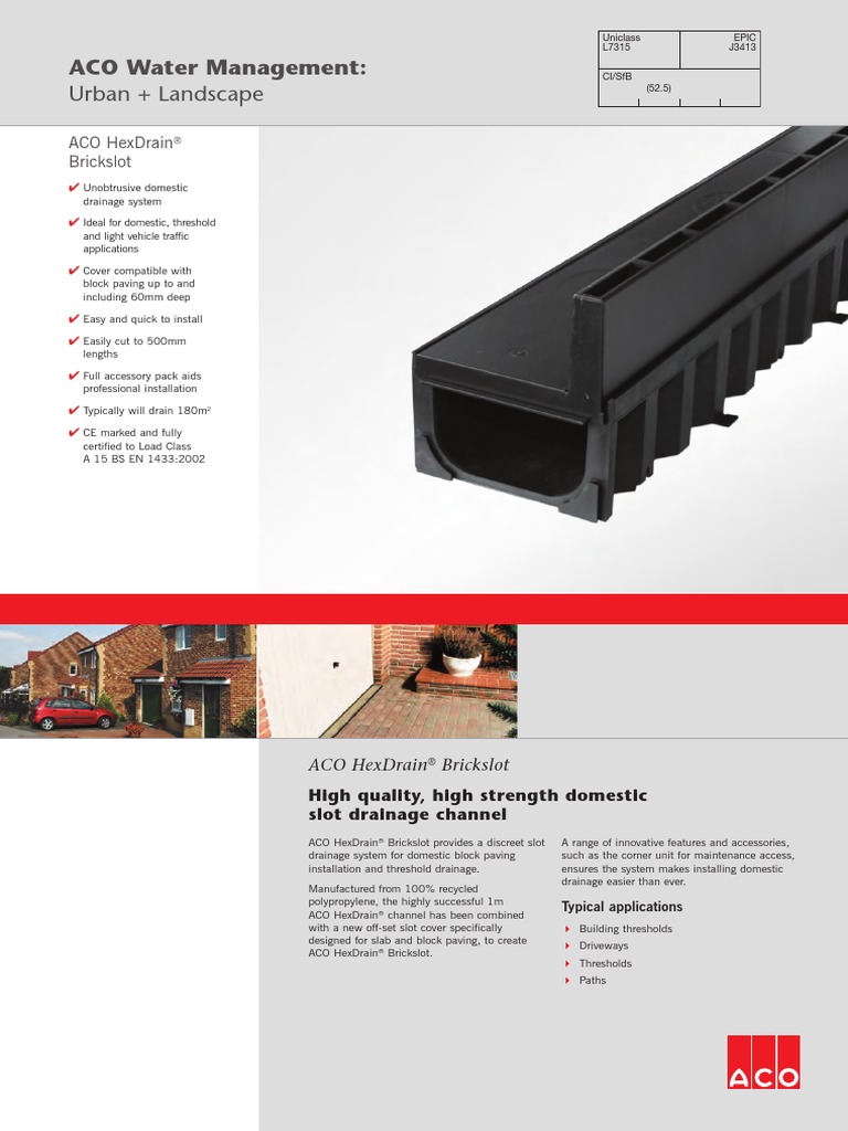 ACO HexDrain Brickslot Brochure | PDF | Drainage | Industries