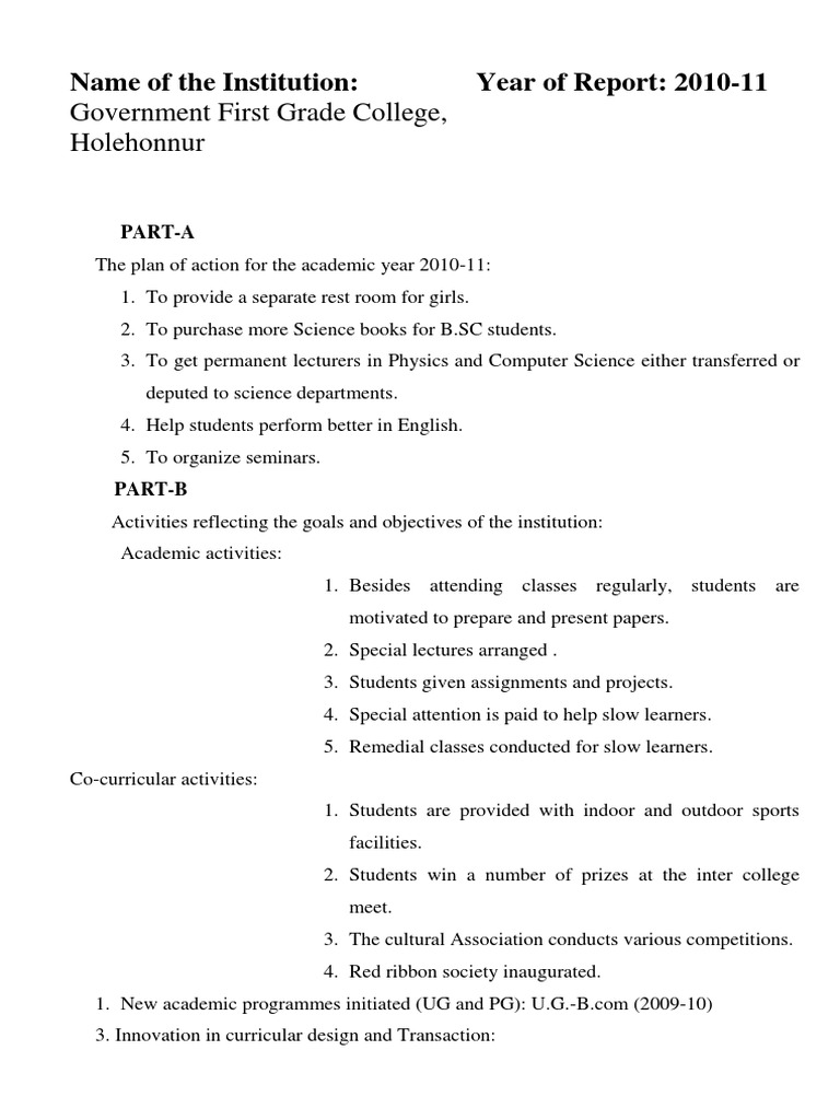 IQAC Report Format 2010-11 | PDF | Curriculum | Teachers
