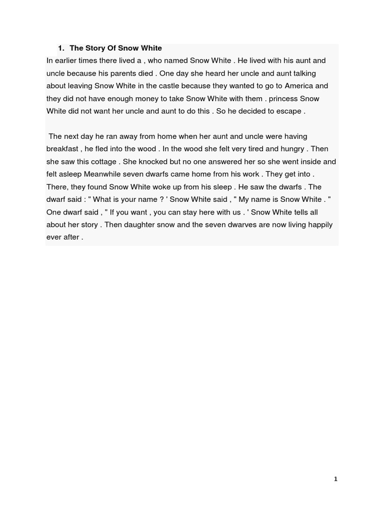 The Story of Snow White | PDF | Cinderella | Leisure