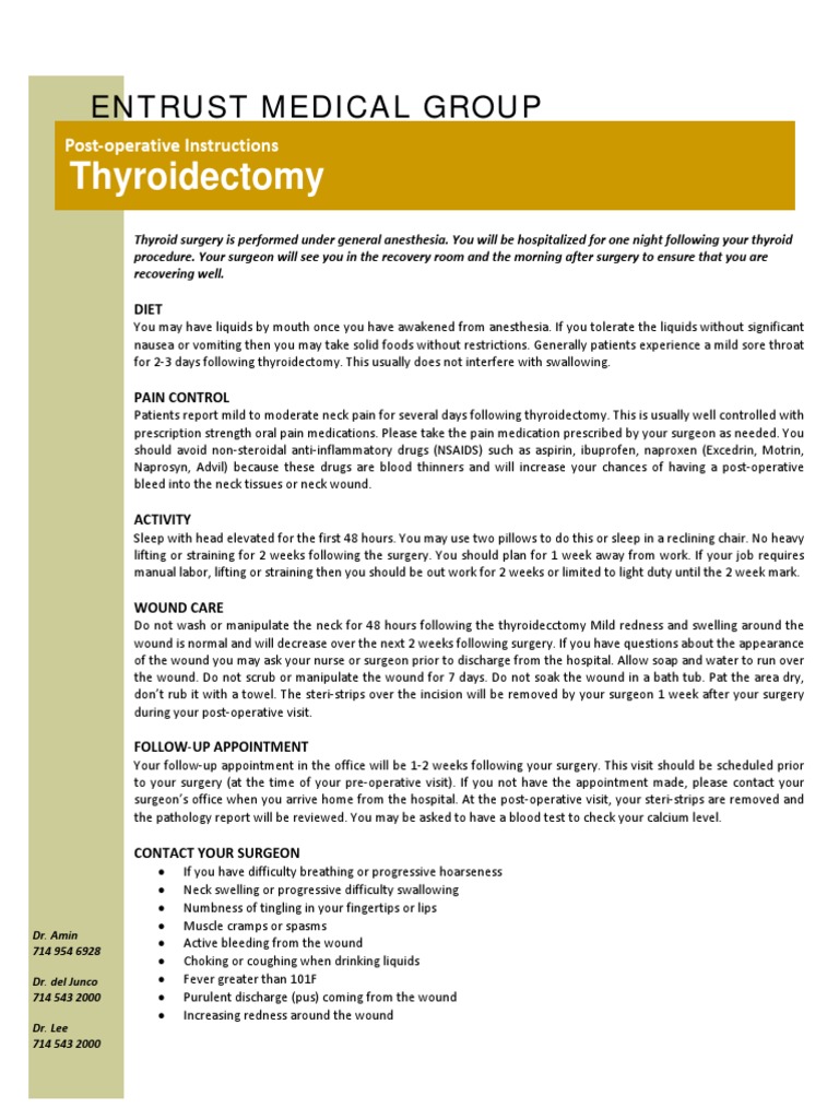 Post Op Thyroidectomy | Surgery | Diseases And Disorders