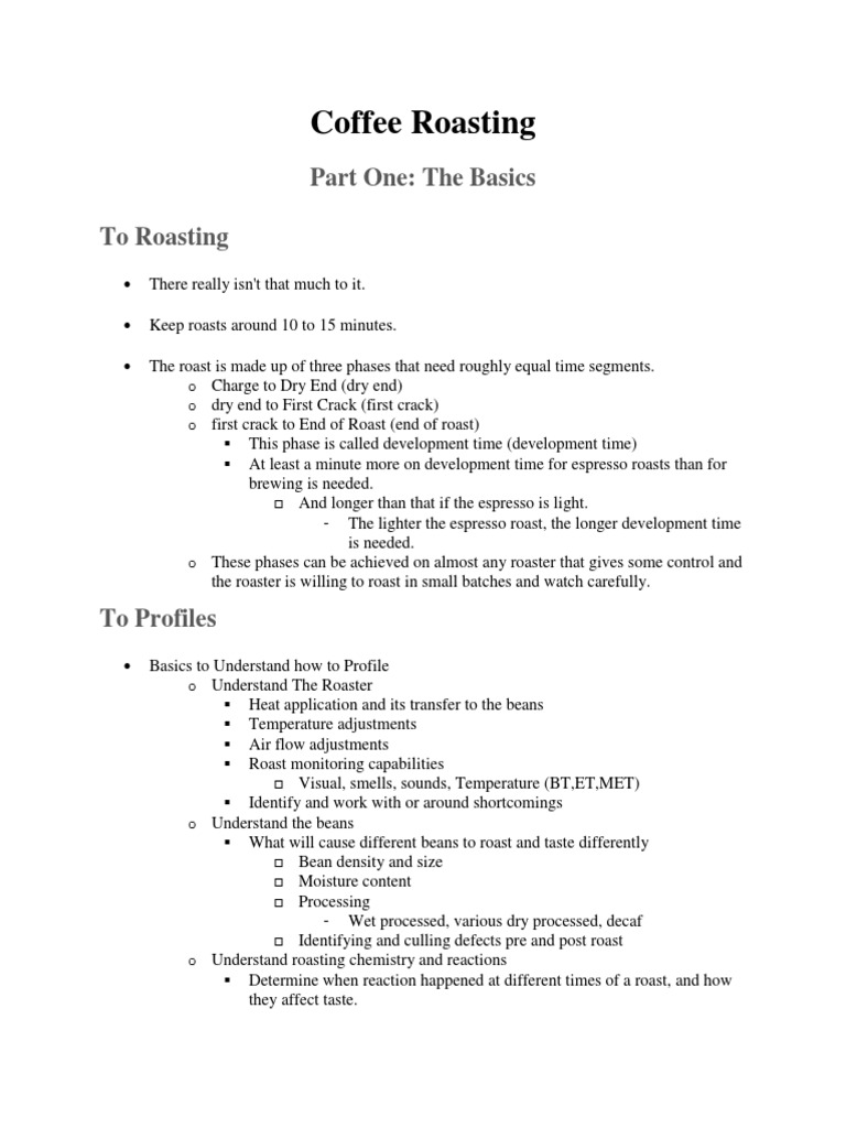Coffee Roasting - Part One The Basics | PDF | Food And Drink ...
