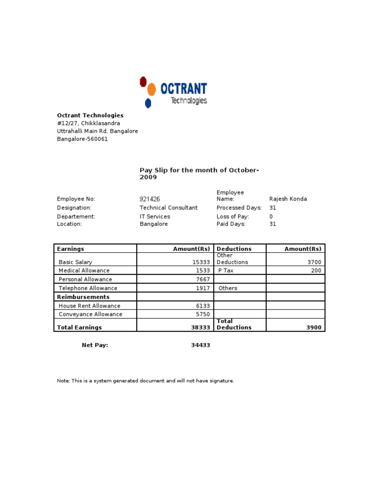 Payslip Oct | PDF