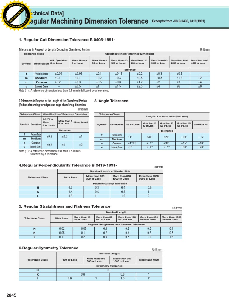 9 Regular Machining Dimension Tolerance 01 | PDF | Diameter ...