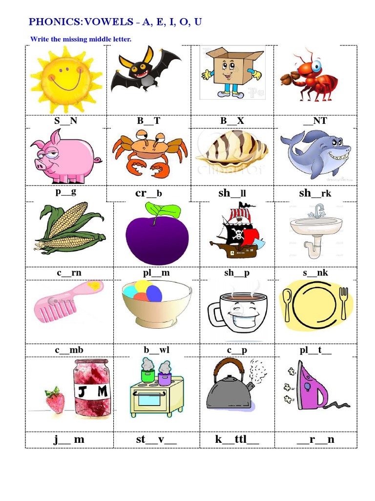 Phonics: Fill in the Vowels | PDF