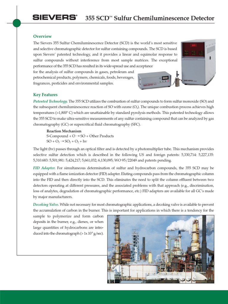 355 SCD | PDF | Gas Chromatography | Sulfide