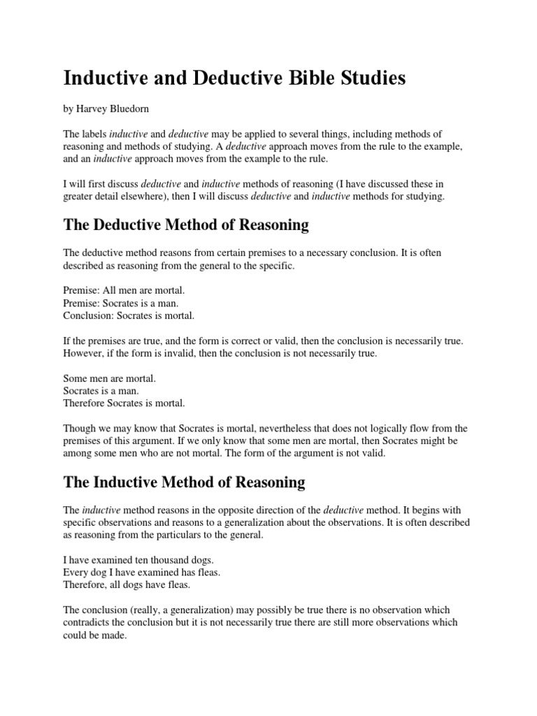 Inductive vs. Deductive Bible Study Methods | PDF | Inductive Reasoning ...