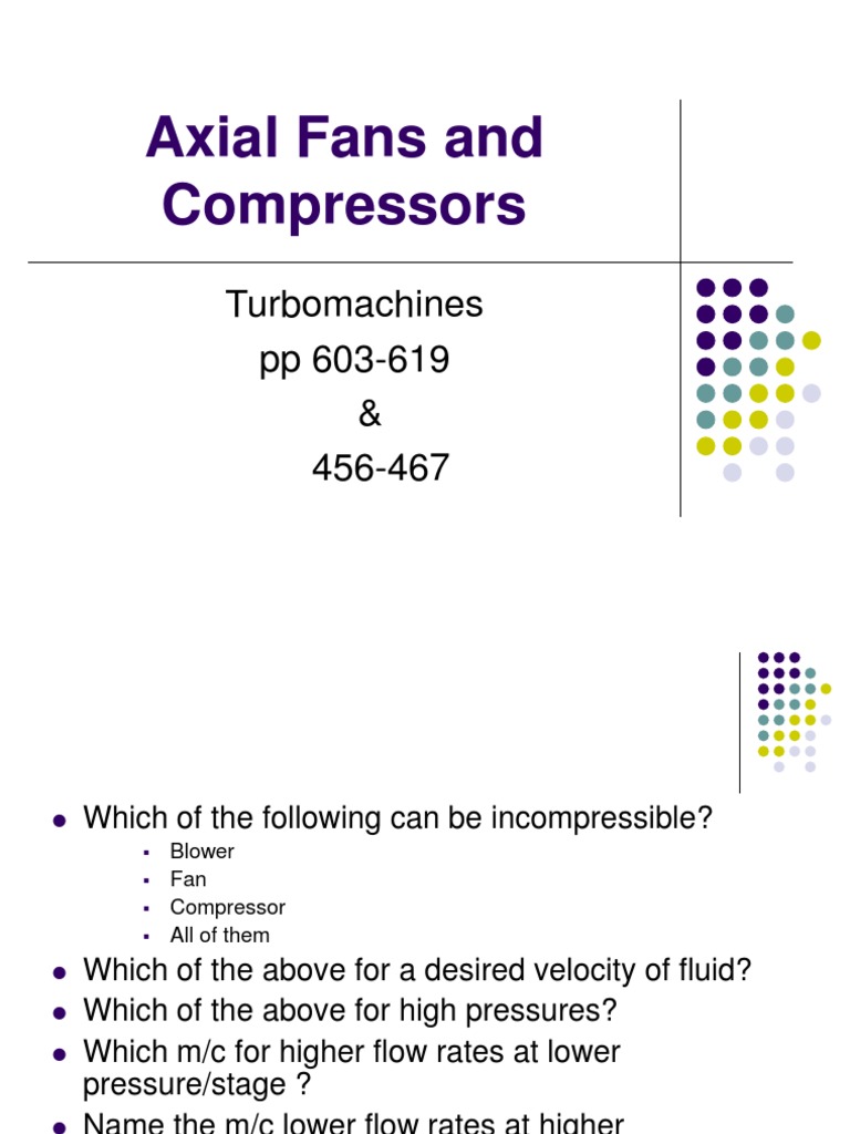 Axial Fans and Compressors Overview | PDF | Mechanical Fan | Gas Compressor