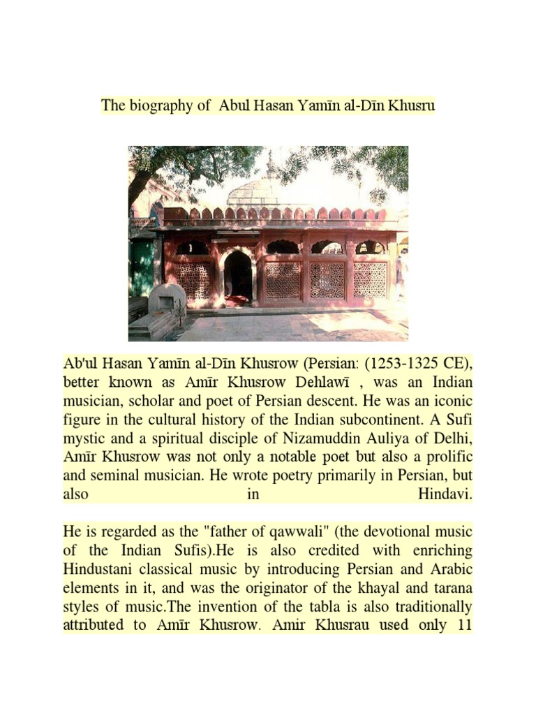 The biography of Amir Khusru | Poetry | Entertainment (General)