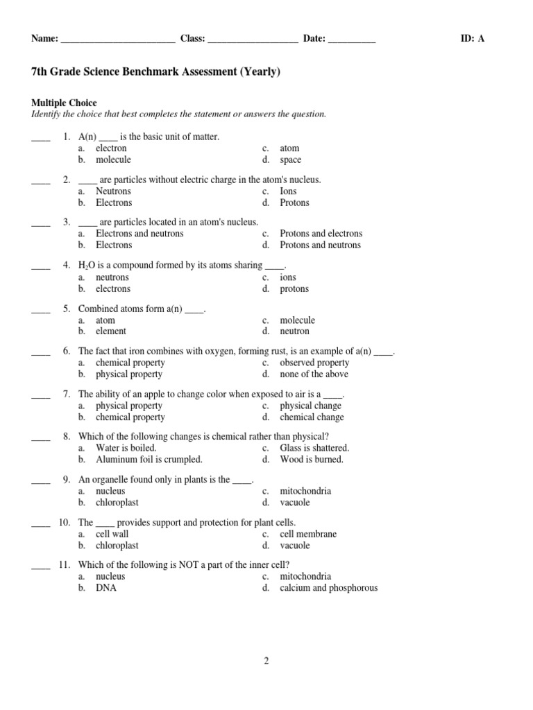 Examview - 7th Grade Science Benchmark Yearly | PDF | Dominance ...