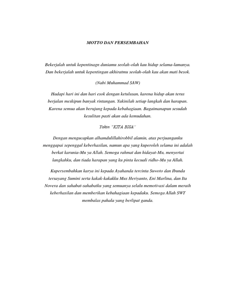 Motto Dan Persembahan | PDF
