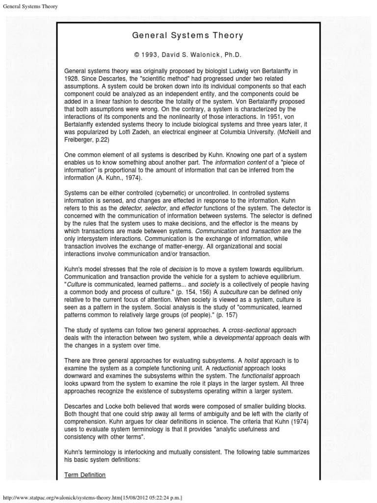 General Systems Theory | PDF | Chaos Theory | System