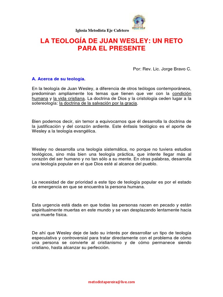 Teología Práctica de Juan Wesley | PDF | Divinidad (disciplina ...