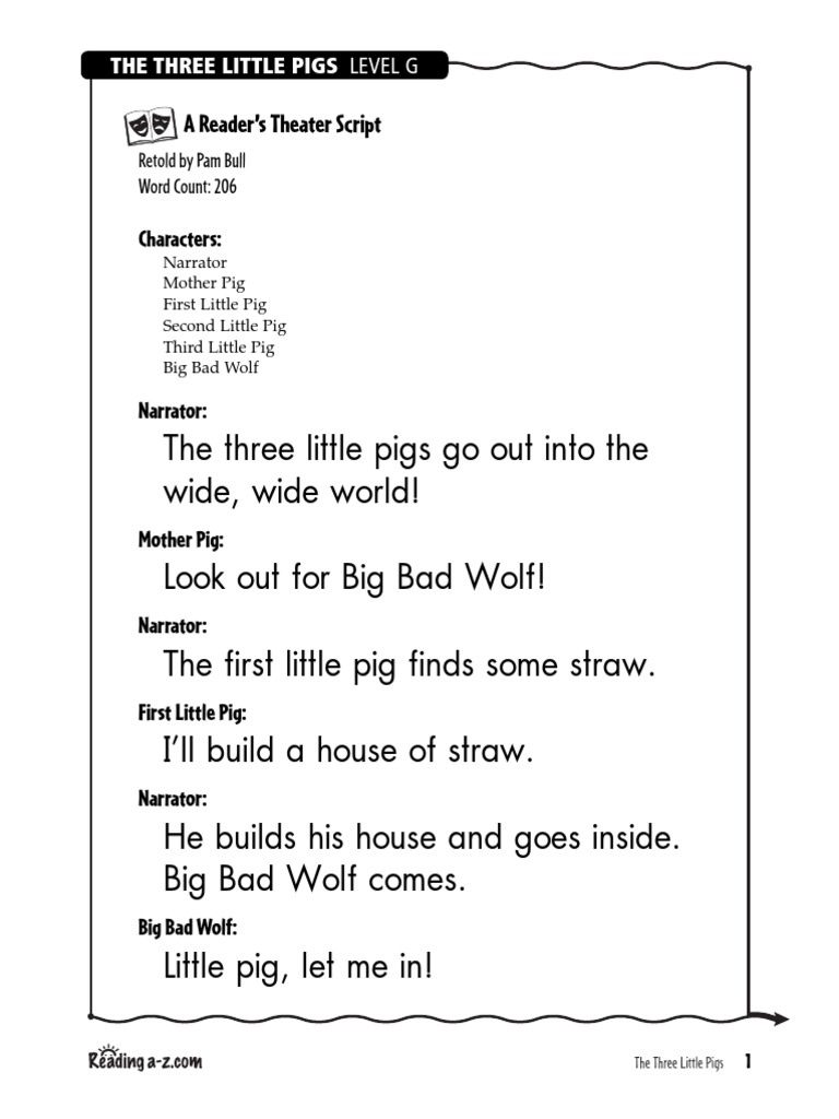 Three Little Pigs Reader's Theater Script | PDF