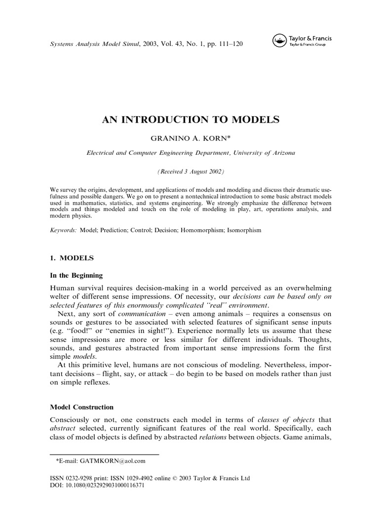 An Introduction To Models | PDF | Probability Theory | Vector Space