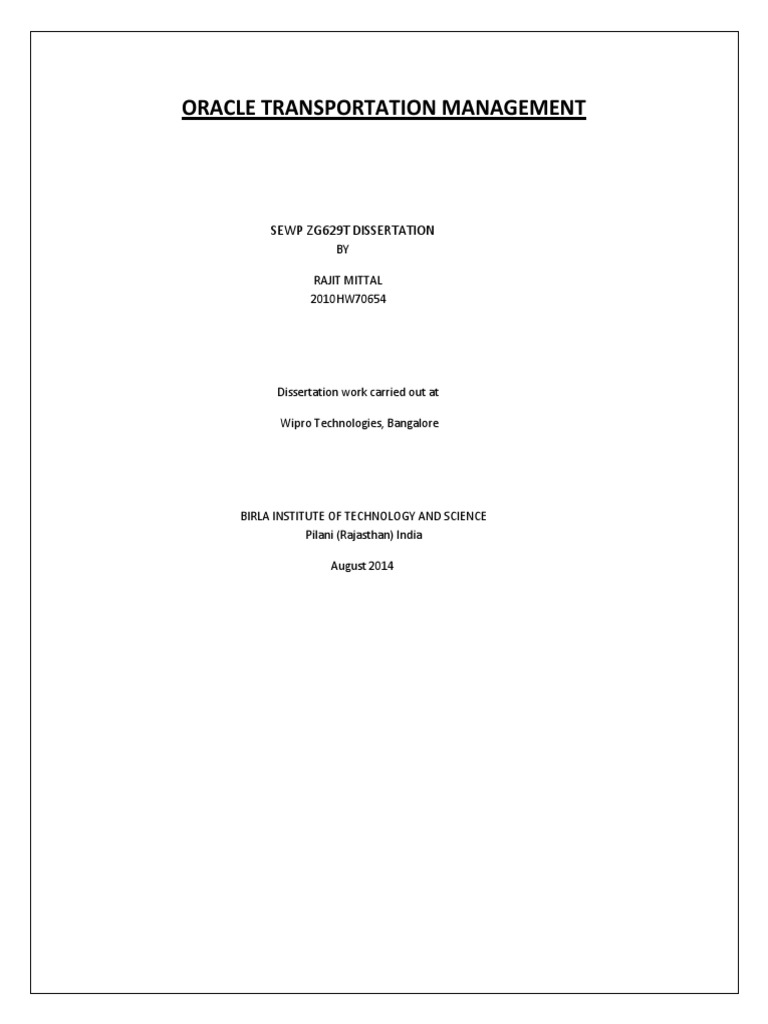Oracle Transportation Mgmt Dissertation | PDF | Unit Testing | Thesis