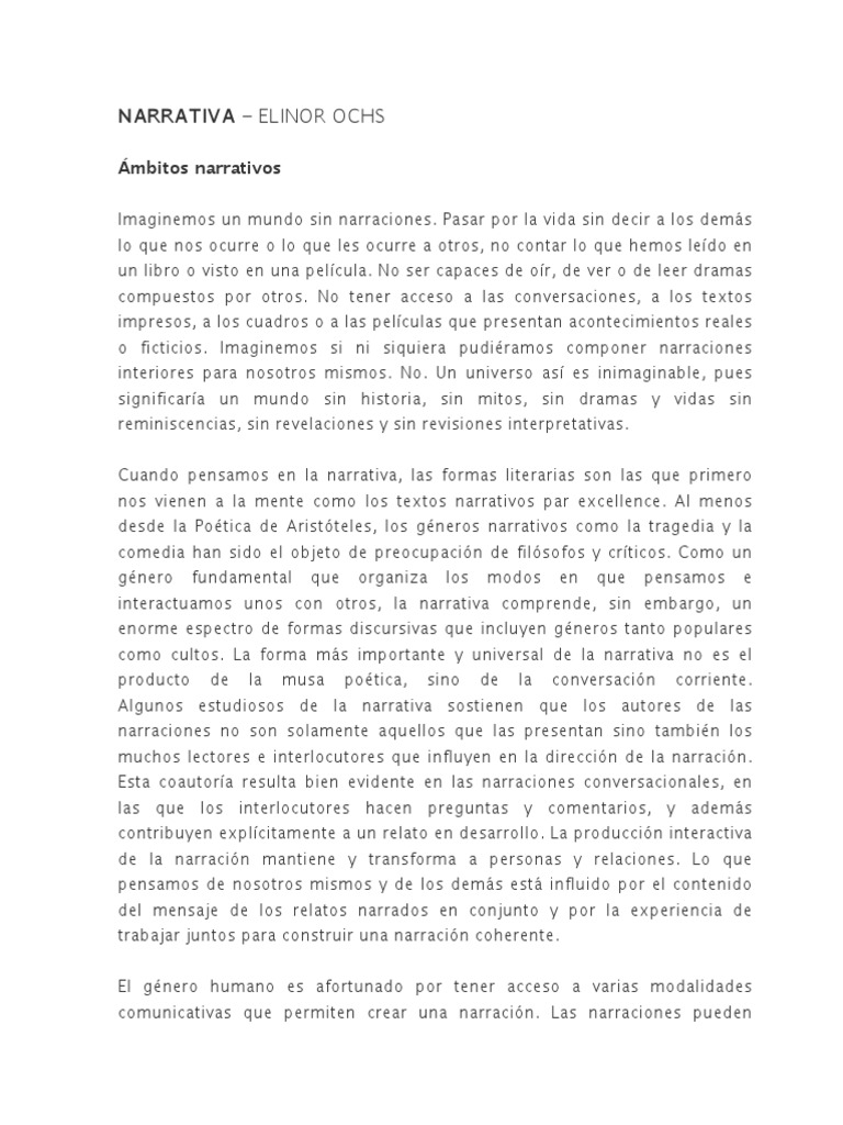 Narrativa - Elinor Ochs | PDF | Narrativa | Science