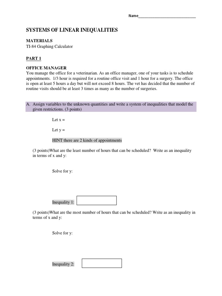 Systems of Linear Inequalities: Materials | PDF | Linear Programming | Inequality (Mathematics)