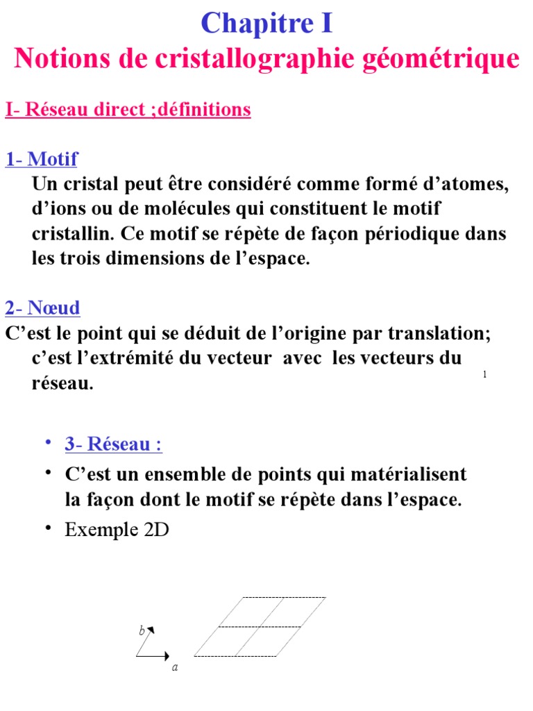 Notions de Cristallographique | PDF | Cristallographie | Cristal