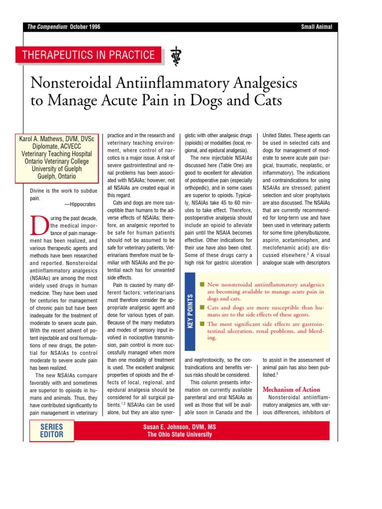 C+F-NSAI Analgesics To Manage Acute Pain in Dogs and Cats | PDF ...