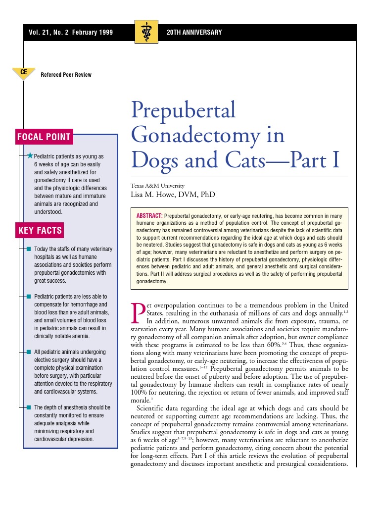 C+F-Prepubertal Gonadectomy in Dogs and Cats - Part I | PDF | Neutering ...