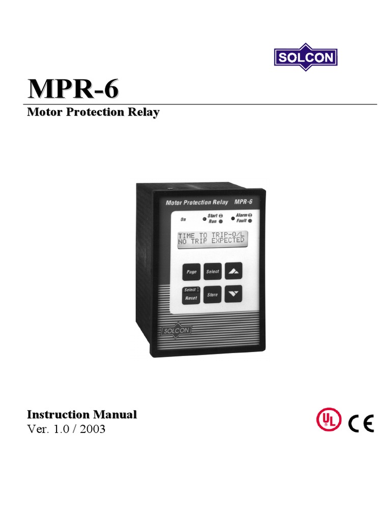 MPR 6 Instruction Manual Solcon | PDF | Relay | Manufactured Goods