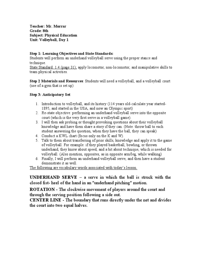 7 Step Lesson Plan | PDF | Volleyball | Reading Comprehension